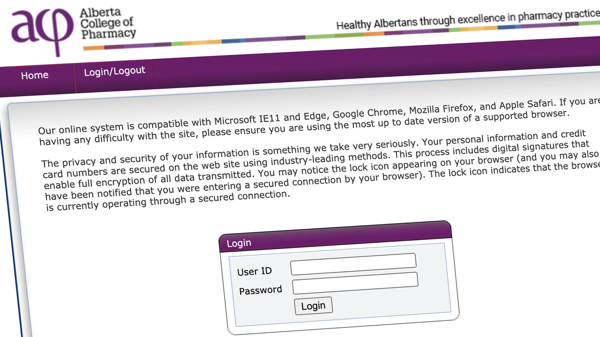 ACP profile website changes - Alberta College of Pharmacy